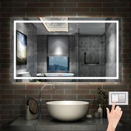 AICA SANITAIRE Wandspiegel mit Beleuchtung led Spiegel Badspiegel mit Touchschalter+Beschlagfrei+Helligkeit Memory Funktion+3 Lichtfarben Dimmbar 150 x 80 cm