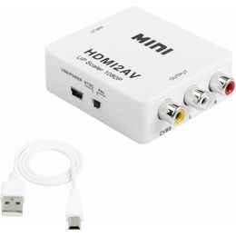 MINKUROW Hdmi auf Cinch Konverter, 1080P Hdmi auf Cvbs AV Audio Video Adapter Pal/Ntsc kompatibel, für PC, Laptop, Xbox, Hdtv, DVD (Weiß)