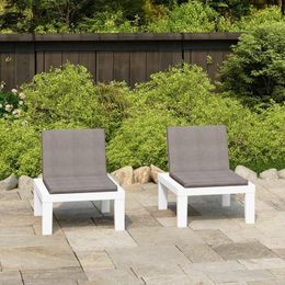 Gartenstühle mit Auflagen 2 Stk. Kunststoff Weiß - Weiß - Prolenta Premium