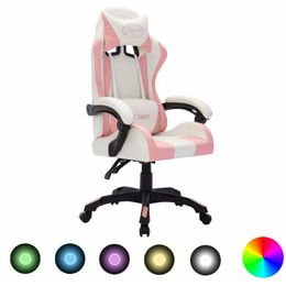 MAISONCHIC - Gaming-Stuhl,Relaxsessel,Computerstuhl mit rgb LED-Leuchten Rosa und Schwarz Kunstleder -92369 - Mehrfarbig