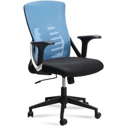 FineBuy - Bürostuhl Mesh-Bezug Schreibtischstuhl bis 120 kg, Drehstuhl höhenverstellbar mit Lendenwirbelstütze, Stoff-Schreibtischsessel ergonomisch