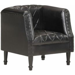 MAISONCHIC Relax-Sessel,eleganter Stuhl Schwarz Echtes Ziegenleder -21388 - Schwarz
