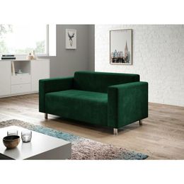 2-Sitzer lukka elegantes Wohnzimmersofa Couch B146xH78xT70 KR19 Dunkelgrün - Furnix
