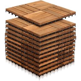 SWANEW Holzfliesen Akazienholz Terrassenfliesen Klickfliesen 11x 1m² 30x30cm Garten Balkon Mosaik