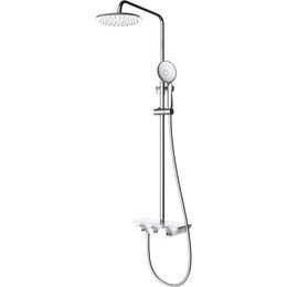 Design Duschsystem Dusch-Set Silber Duschkopf Duscharmatur Regen-dusche DIN-Anschlüsse - Silber - Doporro