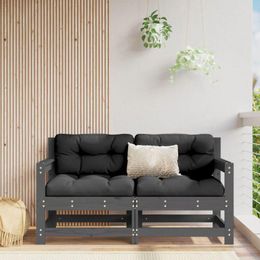 MAISONCHIC 2 Stk.Gartenstühle mit Kissen,Relax-Sessel,Gartenmöbel Grau Massivholz Kiefer -34270