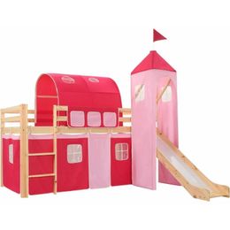 MAISONCHIC - Kinderhochbett-Rahmen mit Rutsche Doppelbett Bett für Schlafzimmer Leiter Kiefernholz 208x230cm DE31077