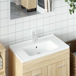 Waschbecken, Waschtisch, Handwaschbecken Weiß 81x48x19,5 cm Rechteckig Keramik LLOAQ302550 MAISONCHIC