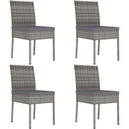 MAISONCHIC 4 Stk.Garten-Essstühle,Küchenstühle,Essstühle moderne Poly Rattan Grau -21857