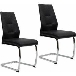 Trisens - Moderne Esszimmerstühle in Lederoptik - gepolsterte Freischwinger mit robustem Metallgestell - pflegeleichte Schwingstühle mit