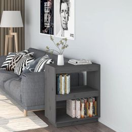 Bücherregal, Standregal, Aufbewahrungsregal, Bücherschrank Grau 60x35x71 cm Massivholz Kiefer OQN40907 MAISONCHIC