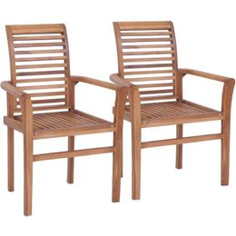 Essstühle/Esszimmerstühle Küchenstühle Stapelbar 2 Stk. Massivholz Teak -DE54838