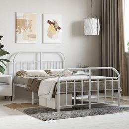 Bettgestell mit Kopf- und Fußteil Metall,Schlafzimmerbett/Doppelbett, Erwachsenenbett Weiß 120x200 cm GTRD80807 MAISONCHIC