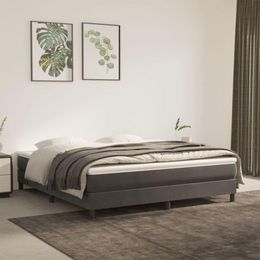 MAISONCHIC - Boxspringbett Doppelbett Bett für Schlafzimmer Dunkelgrau 180x200 cm Samt DE85357 - Grau