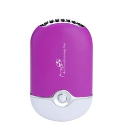 Taschen-Mini-USB-Ventilator, eingebauter Lithium-Akku, wiederaufladbar, für Reisen, Klimaanlage, Ventilator, Luftreiniger, Luftbefeuchter, Lila