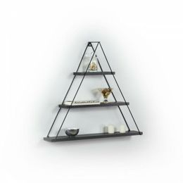 Iperbriko - Dreieckiges Wand-Bücherregal, schwarze Pyramiden-Pinnwand, 74 x 13 x 61 h cm