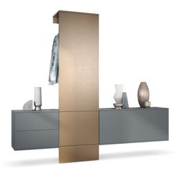 Vladon - Garderobenset Flur Garderobe Diele Paneel Möbel Carlton Set 1 in Anthrazit - Paneel in Bronze Optik - Paneel in Bronze Optik