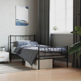 Bettgestell,Schlafzimmerbett mit Kopf- und Fußteil Metall Schwarz 80x200 cm vidaXL