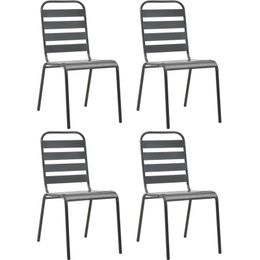 MAISONCHIC 4 Stk.Gartenstühle Relax-Sessel,Gartenmöbel Lattendesign Stahl Dunkelgrau -25106