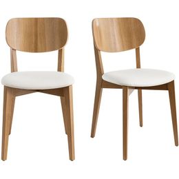 Miliboo - Stühle im Eichen-Vintage und weiße Sitzfläche (2er-Set) lucia - Weiß