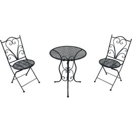 AXI Eloise Bistroset 3-teilig mit Mosaik Design Gestanztes Anthrazit Bistrotisch mit 2 Stühlen Bistro Gartenmöbel Set für Garten / Balkon / Terrasse