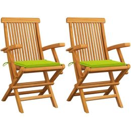 Gartenstühle mit Hellgrünen Kissen 2 Stk. - Grün - Prolenta Premium