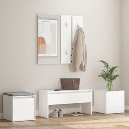 Prolenta Premium - Flurmöbel-Set Weiß Holzwerkstoff - Weiß