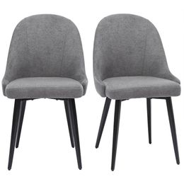 Miliboo - Design-Stühle Stoff mit Samteffekt in Grau und schwarze Metallfüße (2er-Set) reez - Grau