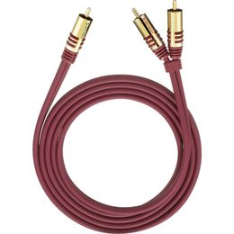 Oehlbach 20565 Cinch Audio Y-Kabel [2x Cinch-Stecker - 1x Cinch-Stecker] 5.00 m Rot vergoldete Steck