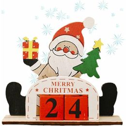 Weihnachtskalender 2024 mit Zahlen und Datum aus Holz, Tischkalender für Weihnachtsdekorationen im Innenbereich, Party-A