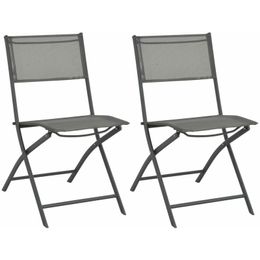 Klappbare Gartenstühle 2 Stk. Stahl und - Grau - Prolenta Premium