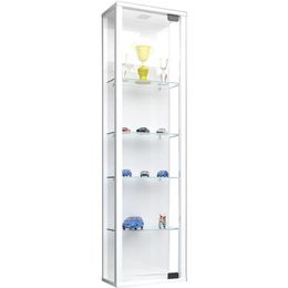 ebuy24 Stano Mini Vitrinenschrank Wandmontage 1 Glastür mit LED-Licht zum Aufhängen weiß.