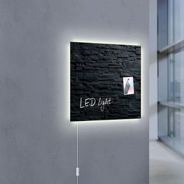 Sigel Glas-Magnetboard artverum® led light, Design Schiefer-Stone, 48 x 48 cm GL404-A