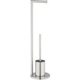 Wenko - Metall Stand WC-Garnitur Ferla in Mattsilber 18 x 69,5 cm - Satiniert