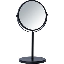 Wenko - Kosmetik-Standspiegel Assisi ø 17 cm Schwarz, Schwarz, Stahl schwarz - schwarz