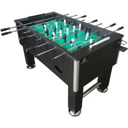 Cougar Defender Tischkicker in Schwarz mit Becherhalter Kickertisch incl. 4 Bälle & Punktezähler Indoor Tischfußball für Kinder & Erwachsene Maße 139 x 76 x