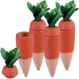 Tonkegel Bewässerung, 4er Set, je 100 ml, Karotten-Design, Gießhilfe Zimmerpflanzen & Balkonkästen, mehrfarbig - Relaxdays