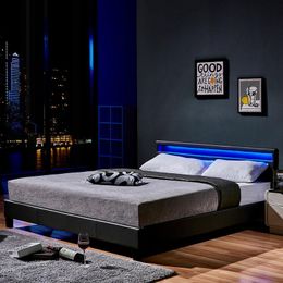 Led Bett astro - Schwarz, 180 x 200 cm - inkl. Matratze und Lattenrost i Polsterbett Design Bett inkl. Beleuchtung - Home Deluxe