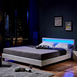 Led Bett astro - Schwarz, 180 x 200 cm - inkl. Matratze und Lattenrost i Polsterbett Design Bett inkl. Beleuchtung - Home Deluxe