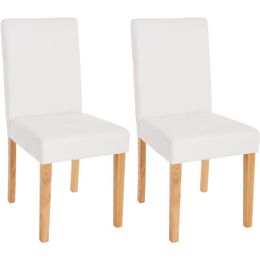 HHG 2er-Set Esszimmerstuhl Stuhl Küchenstuhl Littau Kunstleder, weiß matt, helle Beine - white