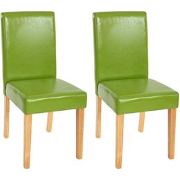 HHG Neuwertig] 2er-Set Esszimmerstuhl Stuhl Küchenstuhl Littau Kunstleder, grün, helle Beine - green