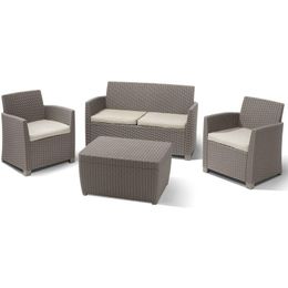 Set Lounge mia Cappuccino Sofa + 2 Sessel + Aufbewahrungstisch - Keter