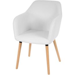 HHG Esszimmerstuhl Vaasa T381, Stuhl Küchenstuhl, Retro 50er Jahre Design Kunstleder, weiß, helle Beine - white