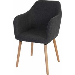 HHG - neuwertig] Esszimmerstuhl Vaasa T381, Stuhl Küchenstuhl, Retro 50er Jahre Design Textil, grau, helle Beine - grey