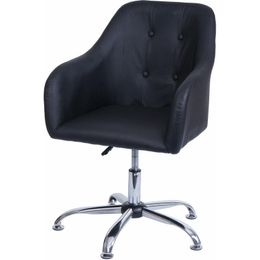 Esszimmerstuhl HHG-566, Küchenstuhl Stuhl mit Armlehne, drehbar höhenverstellbar Metall Kunstleder schwarz - black
