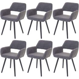 6er-Set Esszimmerstuhl HHG 429 ii, Stuhl Küchenstuhl, Retro 50er Jahre Design Textil, grau, dunkle Beine - grey