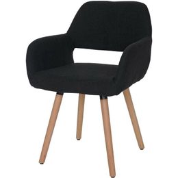 HHG - neuwertig] Esszimmerstuhl 428 ii, Stuhl Küchenstuhl, Retro 50er Jahre Design Textil, schwarz-grau - black