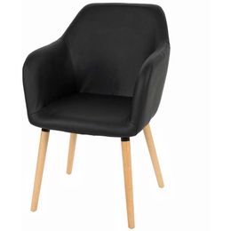 HHG - neuwertig] Esszimmerstuhl Vaasa T381, Stuhl Küchenstuhl, Retro 50er Jahre Design Kunstleder, schwarz, helle Beine - black