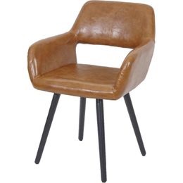 HHG - neuwertig] Esszimmerstuhl 428 ii, Stuhl Küchenstuhl, Retro 50er Jahre Design Kunstleder, Wildlederimitat, dunkle Beine - brown
