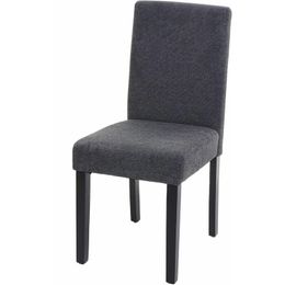 HHG - Esszimmerstuhl Littau, Küchenstuhl Stuhl, Stoff/Textil anthrazitgrau, dunkle Beine - grey